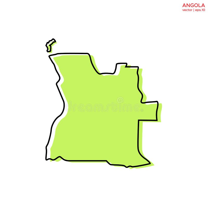 Green Map of Angola with Outline Vector Design Template. Editable ...