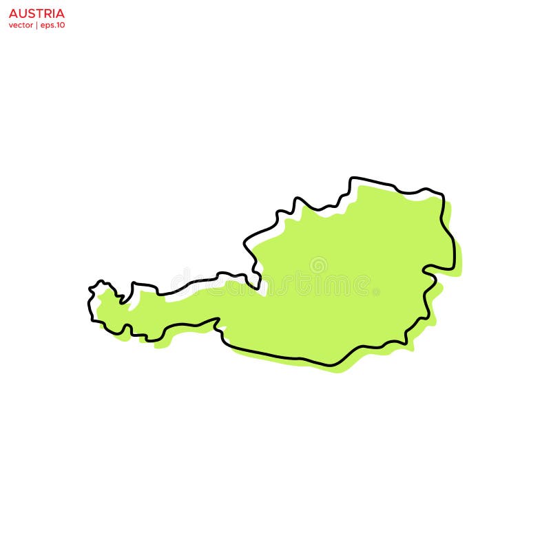 Green Map of Austria with Outline Vector Design Template. Editable ...