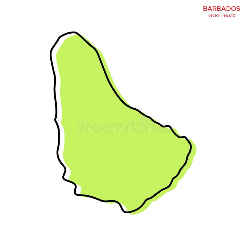 Green Map of Barbados with Outline Vector Design Template. Editable ...