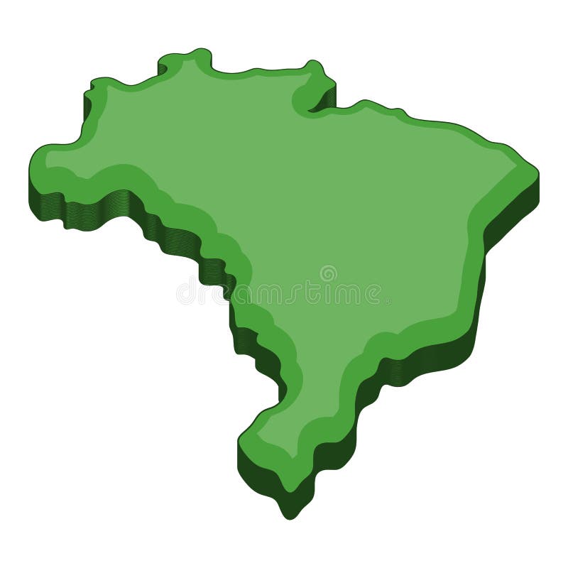Green Map of Brazil Icon, Cartoon Style Stock Vector - Illustration of ...
