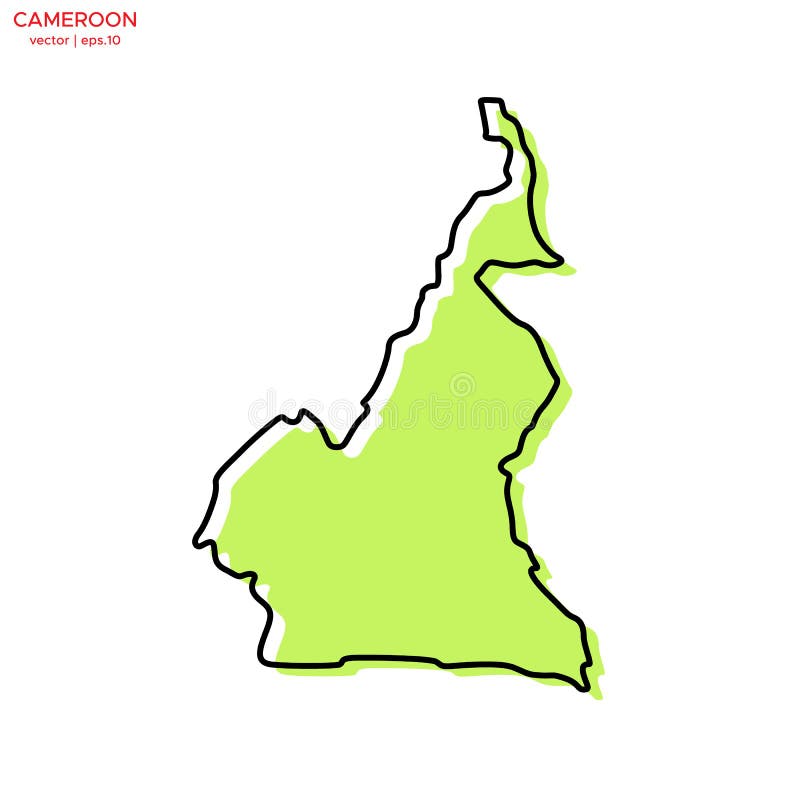 Green Map of Cameroon with Outline Vector Design Template. Editable ...