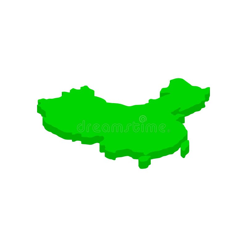 Green Map of China Icon, Isometric 3d Style Stock Vector - Illustration ...