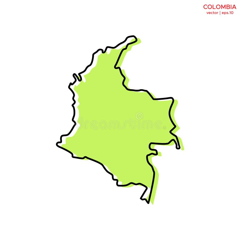 Green Map of Colombia with Outline Vector Design Template. Editable ...