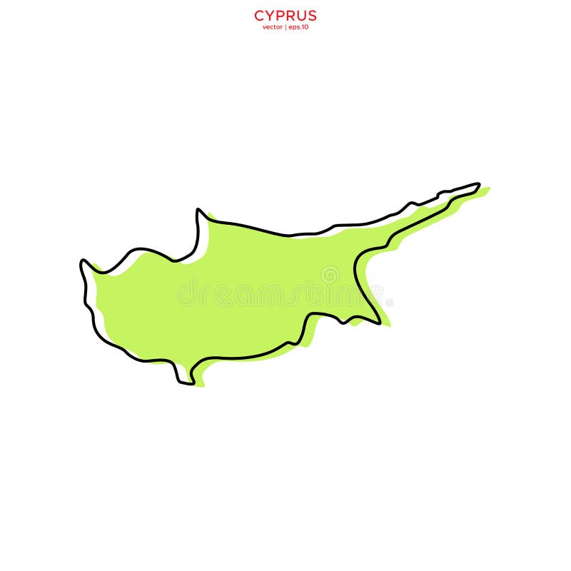 Green Map of Cyprus with Outline Vector Design Template. Editable ...