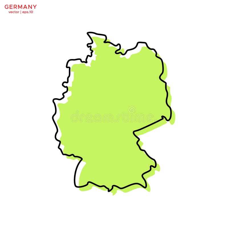 Green Map of Germany with Outline Vector Design Template. Editable ...