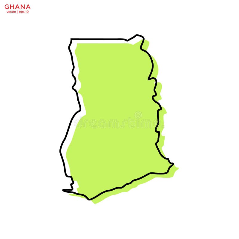 Green Map of Ghana with Outline Vector Design Template. Editable Stroke ...