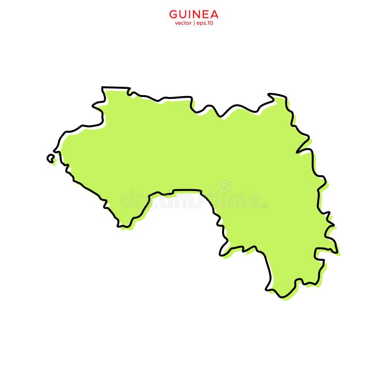 Green Map of Guinea with Outline Vector Design Template. Editable ...