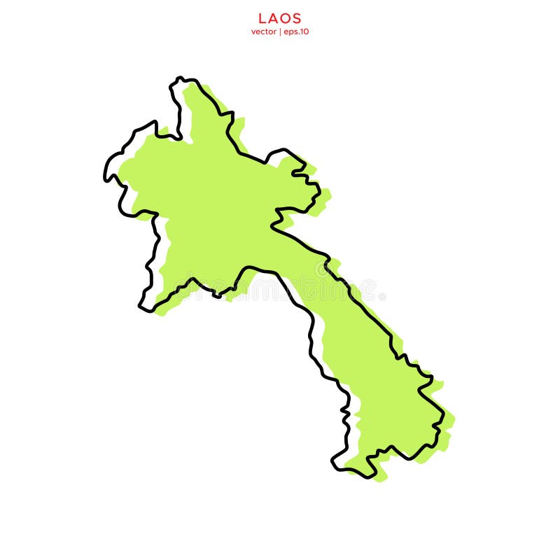 Laos Outline Map Country Shape National Borders Stock Vector ...