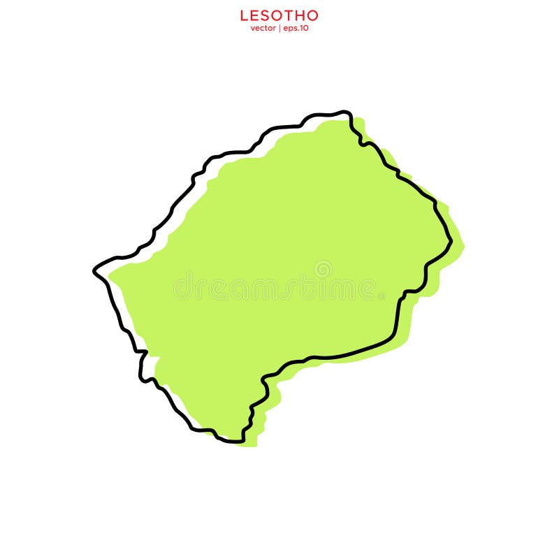 Green Map of Lesotho with Outline Vector Design Template. Editable ...