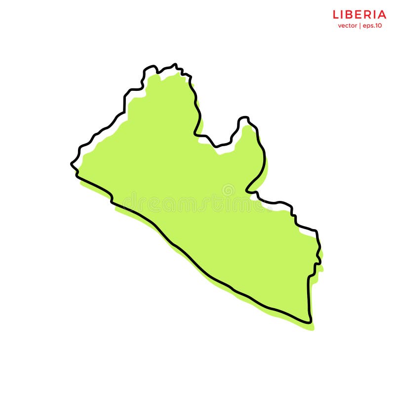 Green Map of Liberia with Outline Vector Design Template. Editable ...