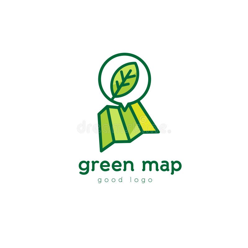 Green Map Location Nature Leaf Logo Design Stock Illustration ...