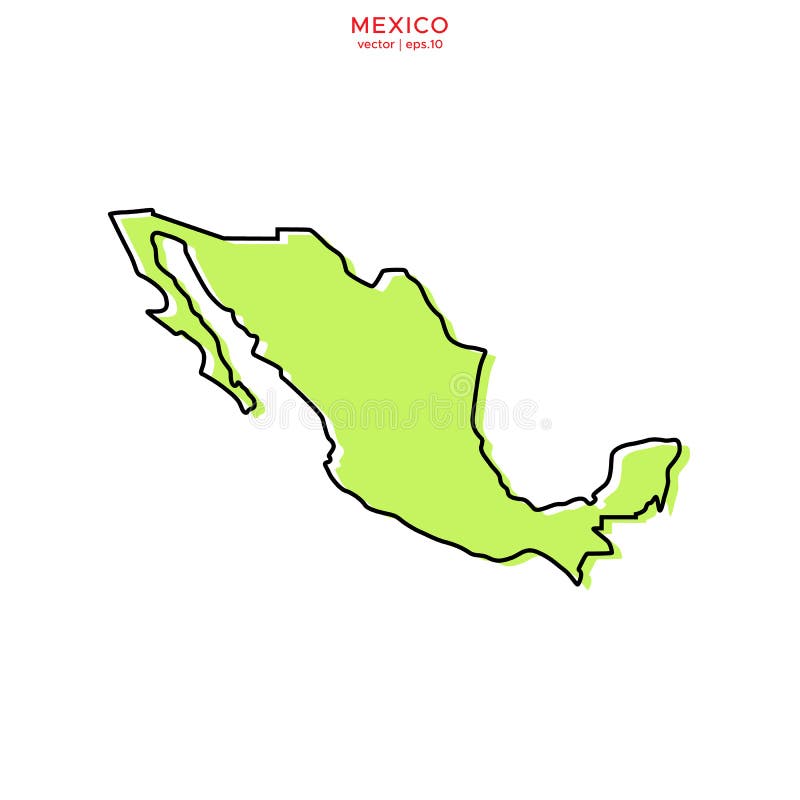 Green Map of Mexico with Outline Vector Design Template. Editable ...