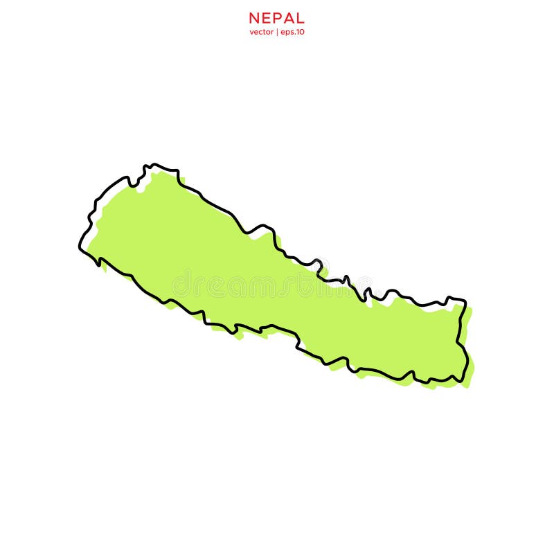 Green Map of Nepal with Outline Vector Design Template. Editable Stroke ...