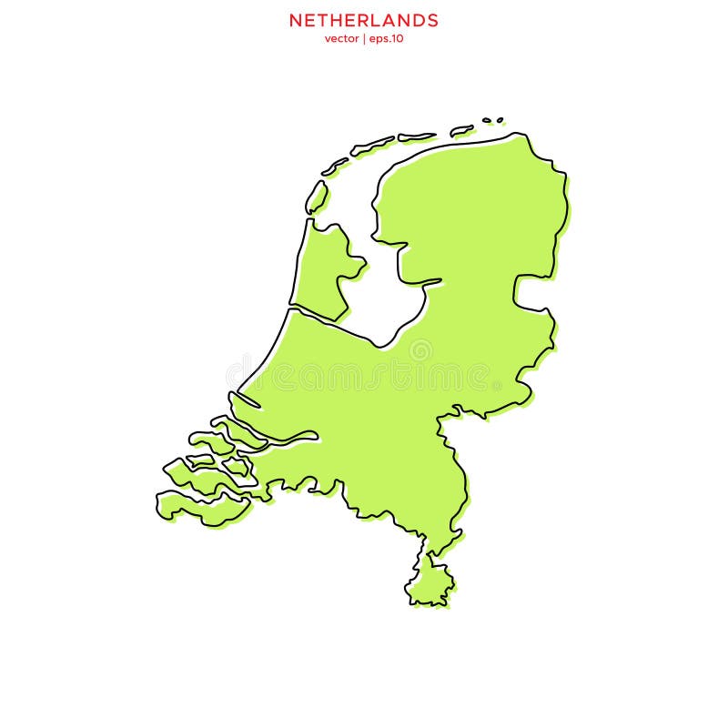 Green Map of Netherlands with Outline Vector Design Template. Editable ...