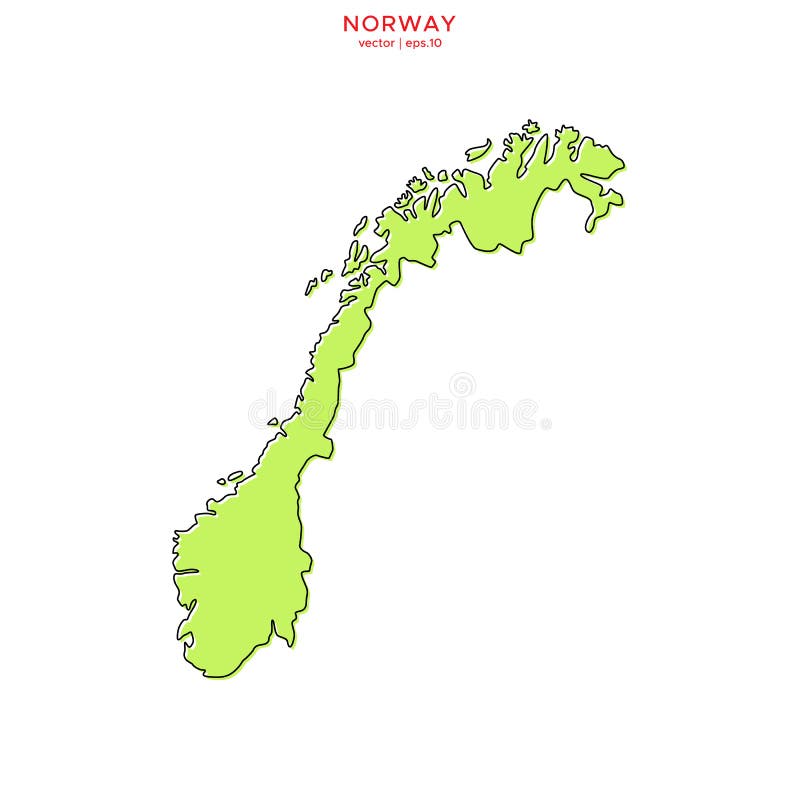 Norway Outline Map National Borders Country Shape Stock Vector ...
