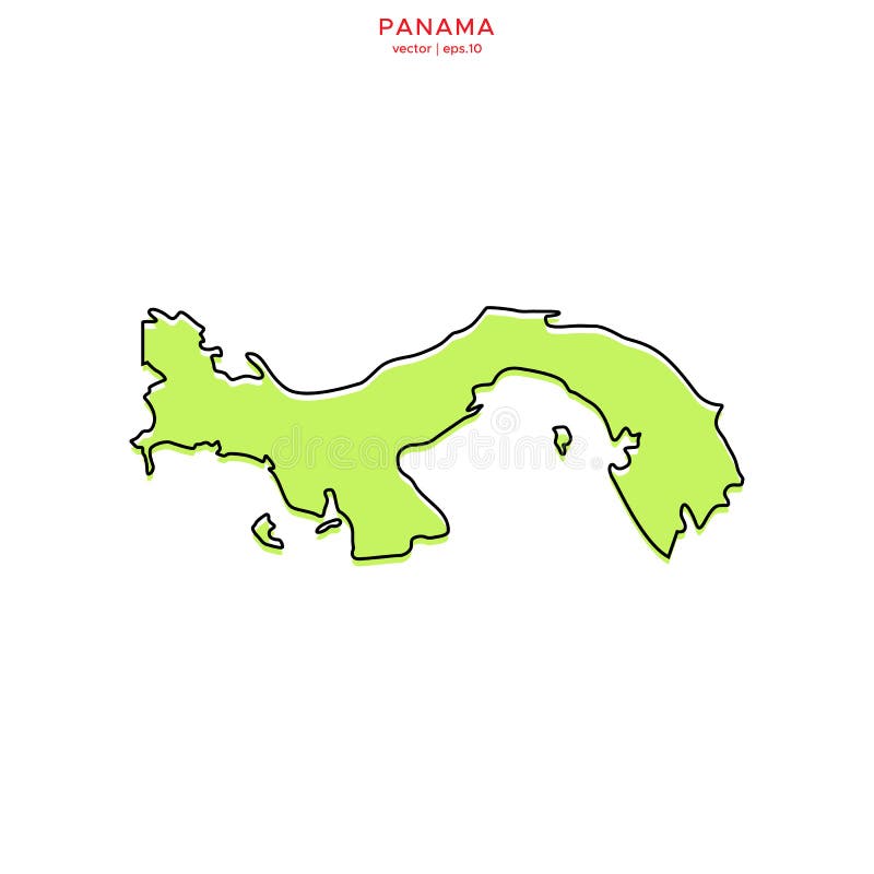 Green Map of Panama with Outline Vector Design Template. Editable ...