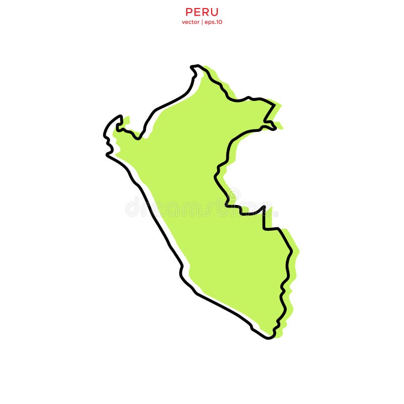 Green Map of Peru with Outline Vector Design Template. Editable Stroke ...