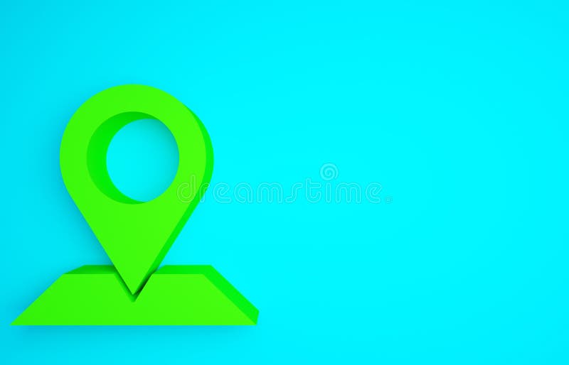 Green Map Pin Icon Isolated on Blue Background. Navigation, Pointer ...
