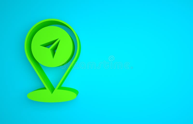 Green Map Pin Icon Isolated on Blue Background. Navigation, Pointer ...