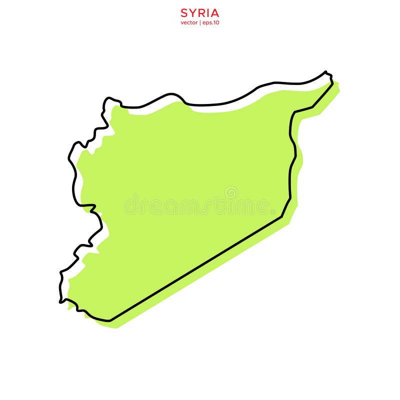 Green Map of Syria with Outline Vector Design Template. Editable Stroke ...