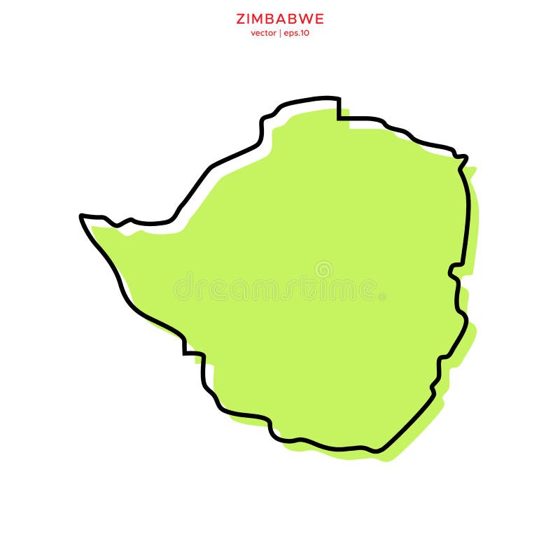 Green Map of Zimbabwe with Outline Vector Design Template. Editable ...