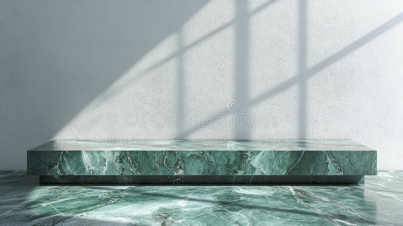 Green Marble Platform on White Wall Background Stock Illustration ...