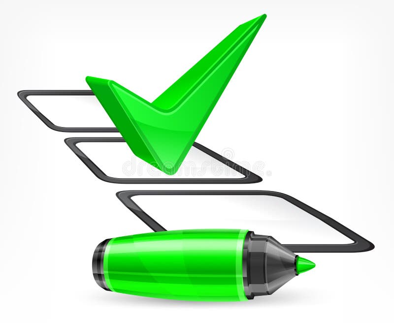 Green Marker with Big Check Mark Stock Vector - Illustration of choice ...