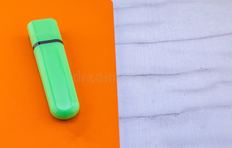 A Green Marker for Marking Text Placed in the Notebook Stock Image ...