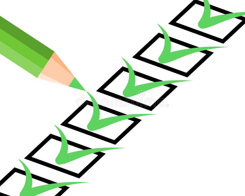 Green Marking on Checklist Box with Pencil Stock Vector - Illustration ...