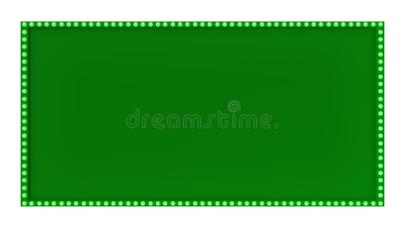 Green Marquee Light Board Sign Retro on White Background. 3d Rendering ... Green Marquee Light Board Sign Retro on White Background. 3d Rendering ...