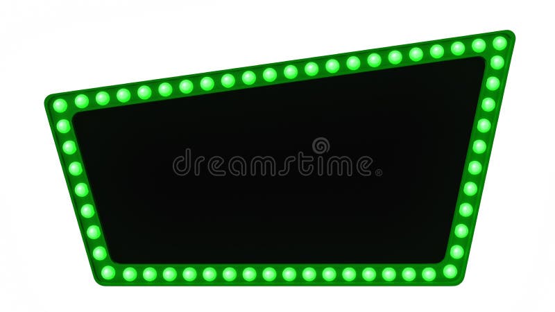 Green Marquee Light Board Sign Retro on White Background. 3d Rendering ... Green Marquee Light Board Sign Retro on White Background. 3d Rendering ...