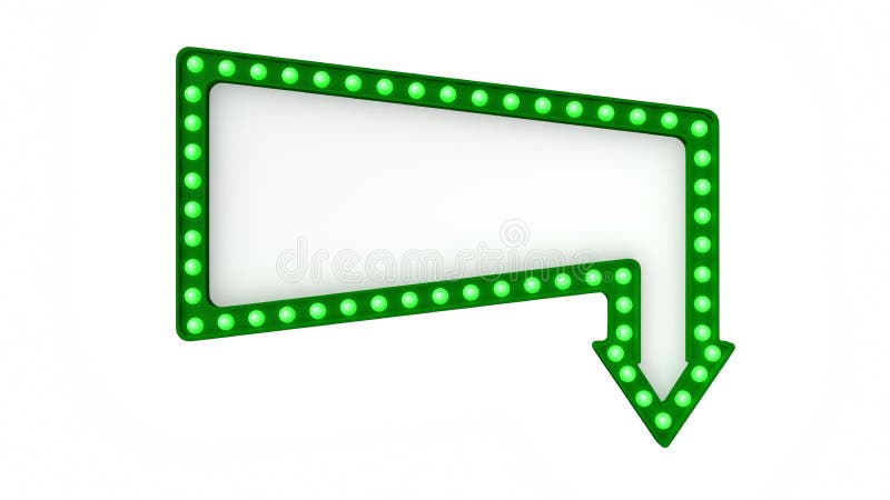 Green Marquee Light Board Sign Retro on White Background. 3d Rendering ... Green Marquee Light Board Sign Retro on White Background. 3d Rendering ...