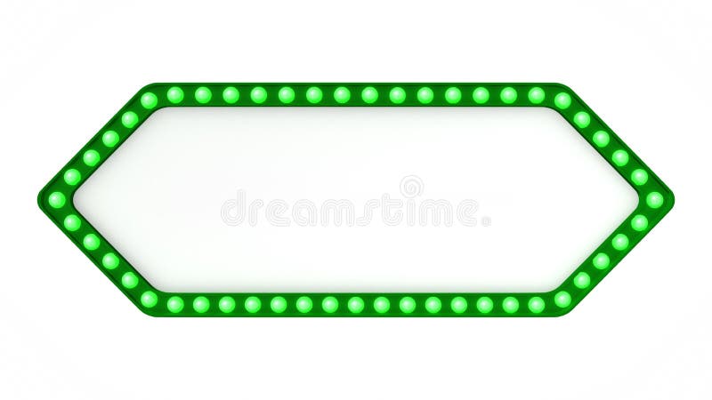 Green Marquee Light Board Sign Retro on White Background. 3d Rendering ... Green Marquee Light Board Sign Retro on White Background. 3d Rendering ...