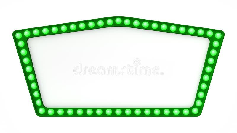 Green Marquee Light Board Sign Retro on White Background. 3d Rendering ... Green Marquee Light Board Sign Retro on White Background. 3d Rendering ...