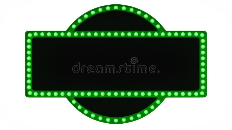 Green Marquee Light Board Sign Retro on White Background. 3d Rendering ... Green Marquee Light Board Sign Retro on White Background. 3d Rendering ...
