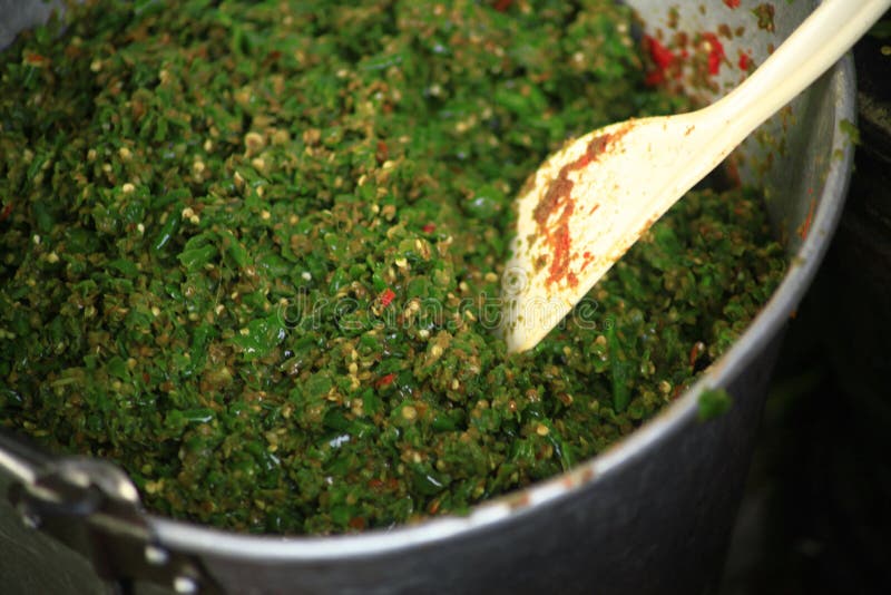 Green Mashed Chili Peppers for Food Seasoning Stock Image - Image of ...