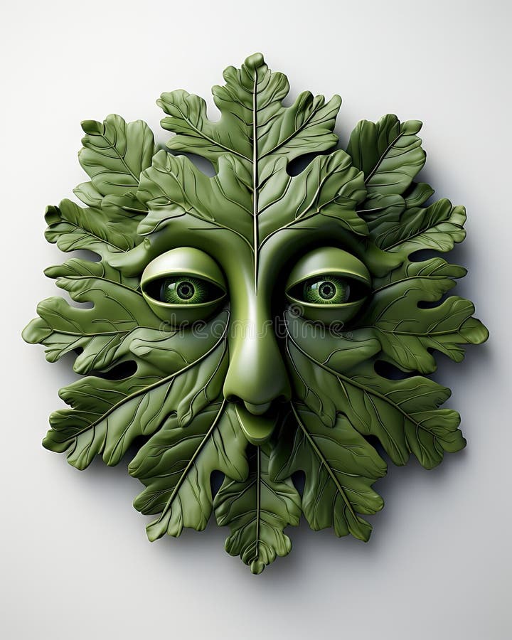 A Green Mask with Leaves on it S Face and Eyes. Generative Ai Stock ...