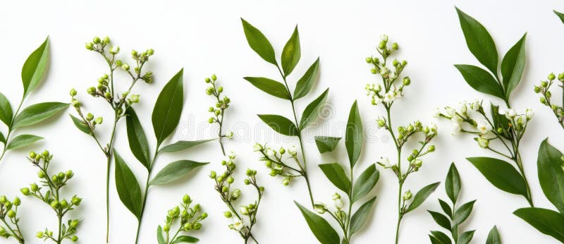 Green Mastic Tree Leaves and Spring Flower Buds Create a Natural Frame ...
