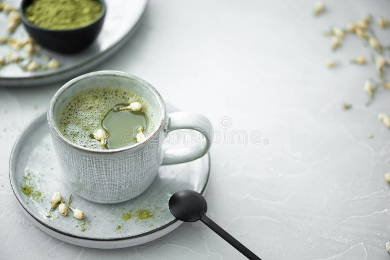 Green Matcha in a Gray Ceramic Cup Stock Photo - Image of cuisine ...