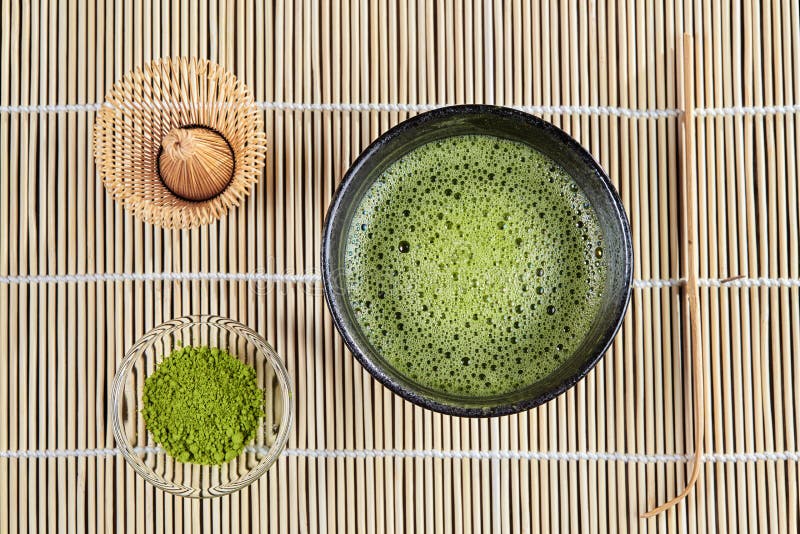 Green Matcha Tea Above View Stock Image - Image of white, matcha: 67864049