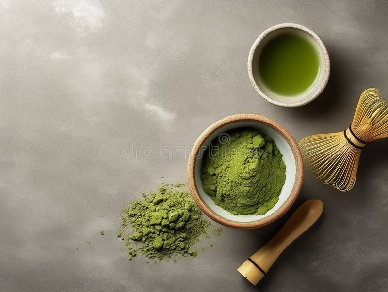 Green Matcha Tea Powder. Generative Ai Stock Illustration ...