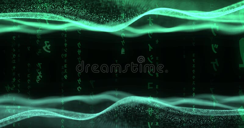 Green Matrix Abstract Background with Motion Plexus of Dots and Lines ...