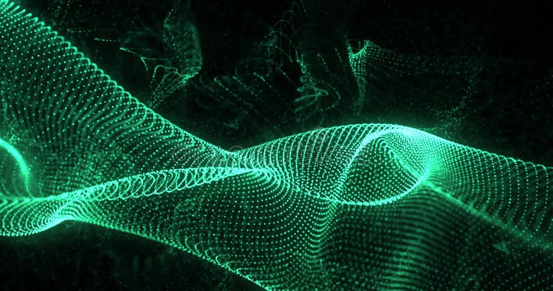 Green Matrix Abstract Particles and Sparkles Frame with Fluid Movement ...