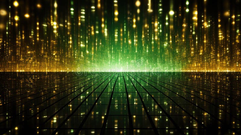 Green Matrix Background with Golden Sparks. Stock Photo - Image of ...