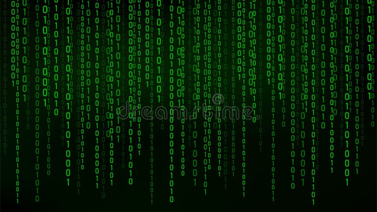 Green Matrix Background. Stream of Binary Code. Falling Numbers on Dark ...