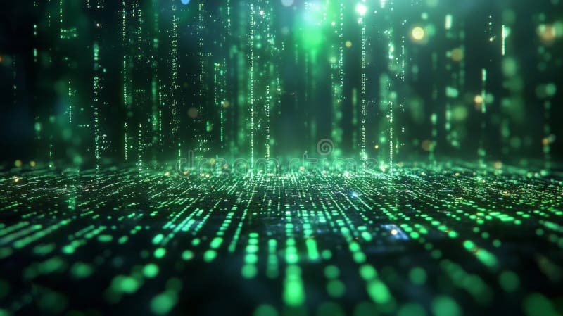 Green Matrix Code Stream AI Generated Stock Image - Image of stream ...