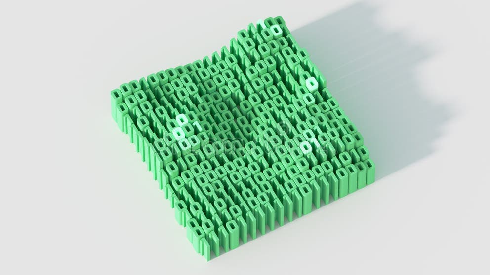 Green Matrix of Binary Code Isometric 3D Render Stock Illustration - Illustration of data ...