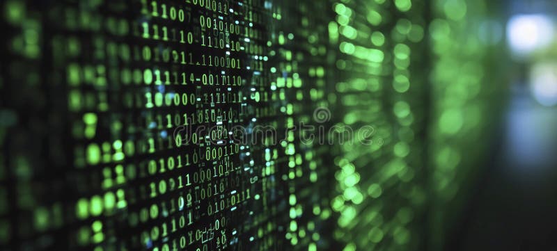 Green Matrix Code Data on Computer Screen Stock Illustration - Illustration of encryption ...