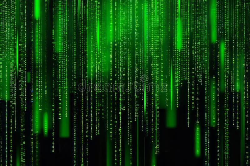 Green Matrix Digital Background. Computer Generated Abstract Stock ...