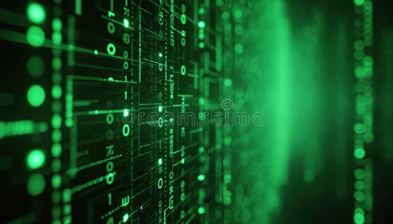 Green Matrix Digital Wall Background with Numbers and Letters. Computer Data, Binary Code ...